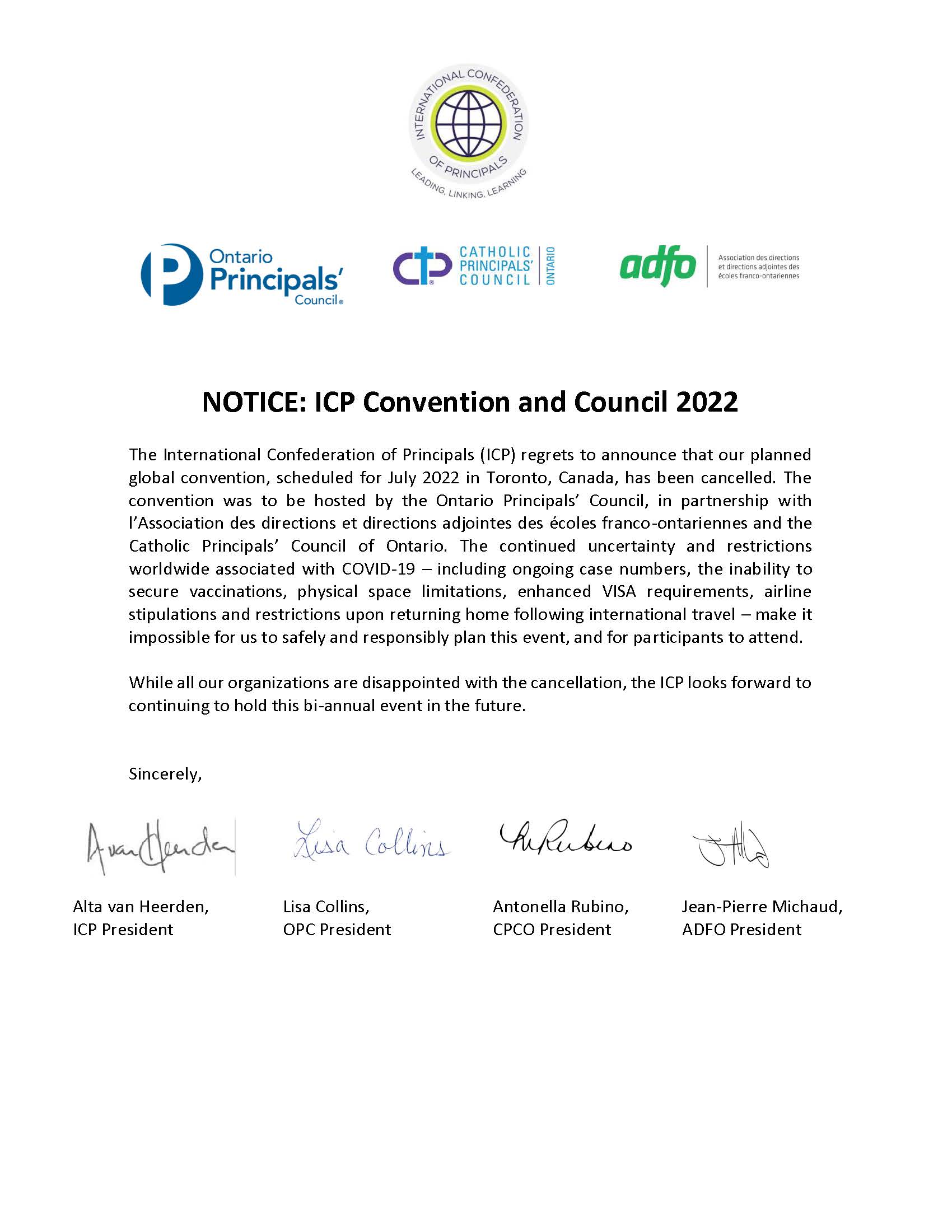 ICP Toronto 2022 on peruttu – Suomen Rehtorit ry